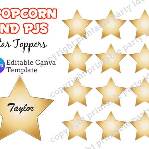 Editable 2" Star Labels | Canva Party Printable | Instant Download - Etsy