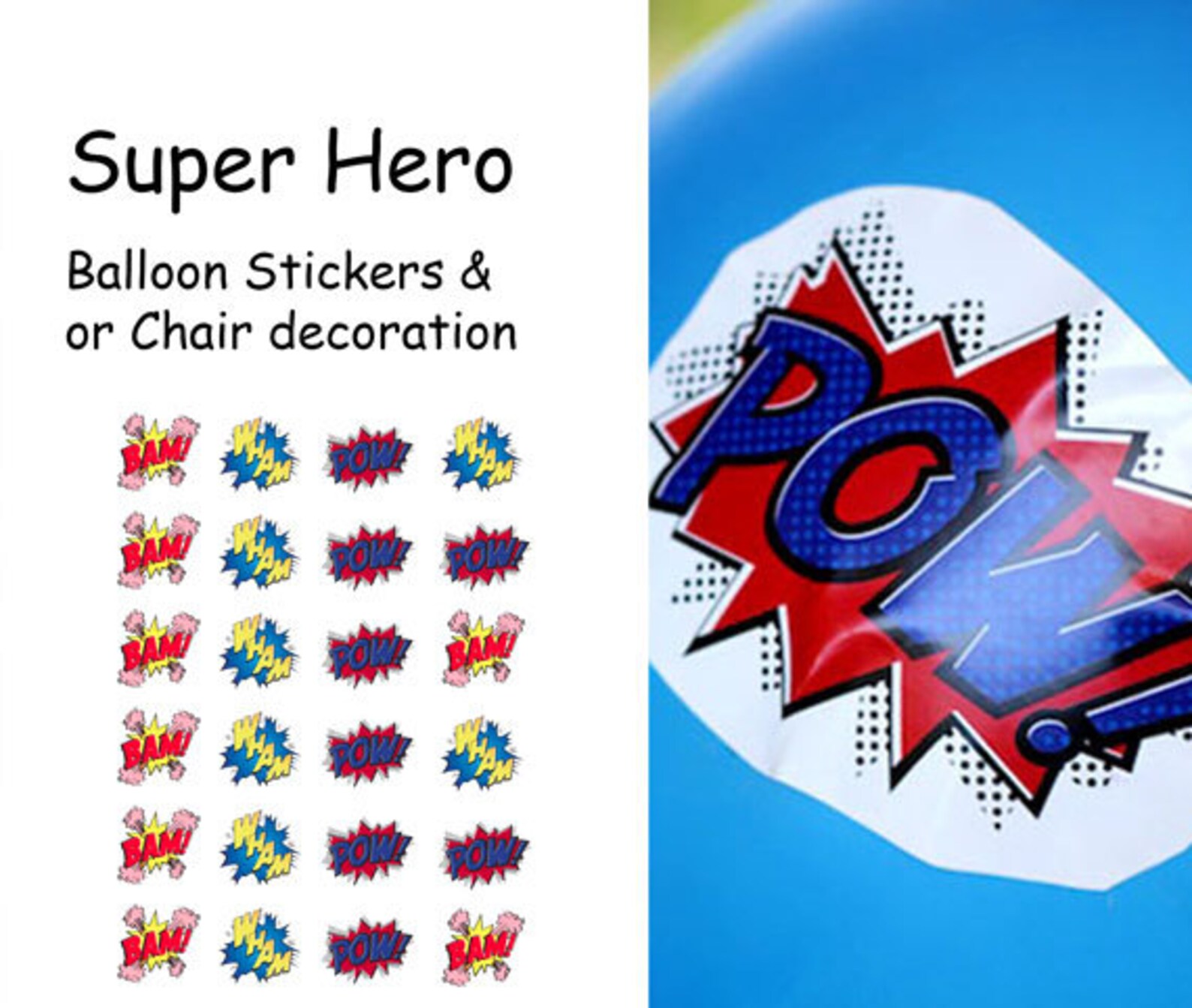 Super Hero / Comic Book Balloon Stickers and or Chair Decoration - Etsy