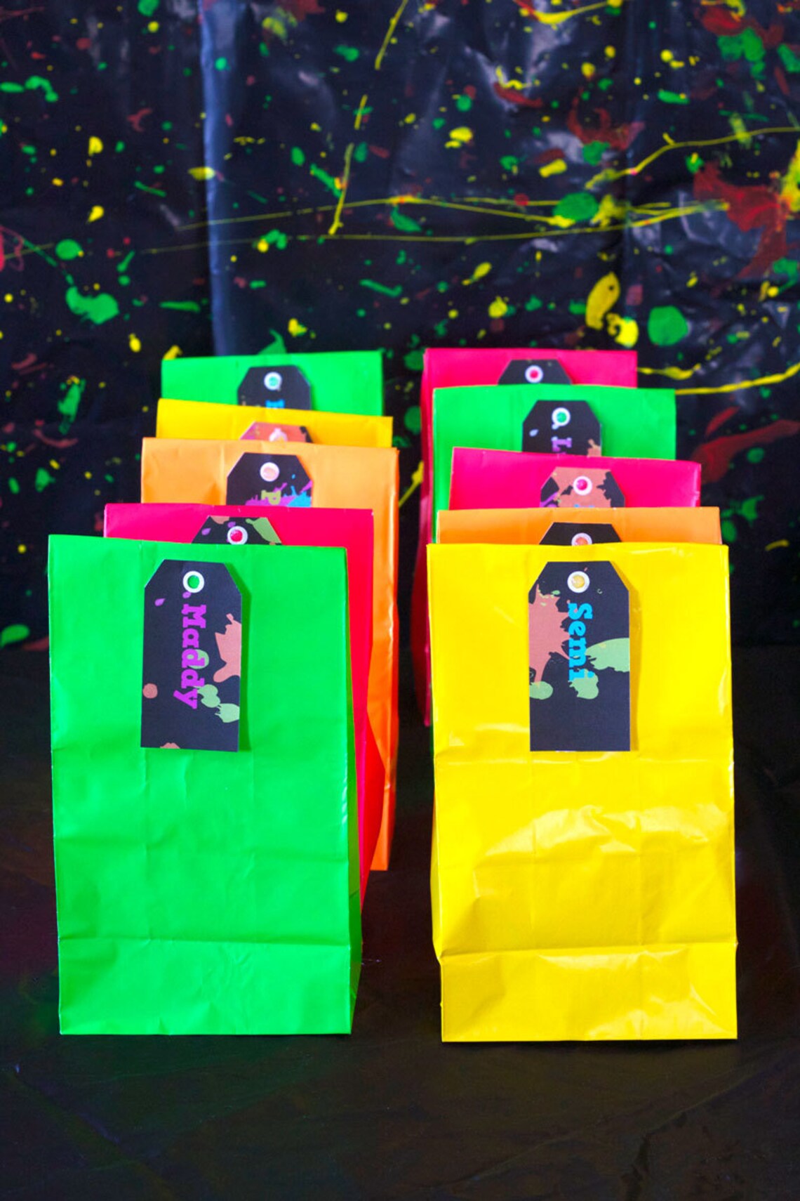 Glow in the Dark Party Neon Color Luggage Tags - Editable PDF - Etsy
