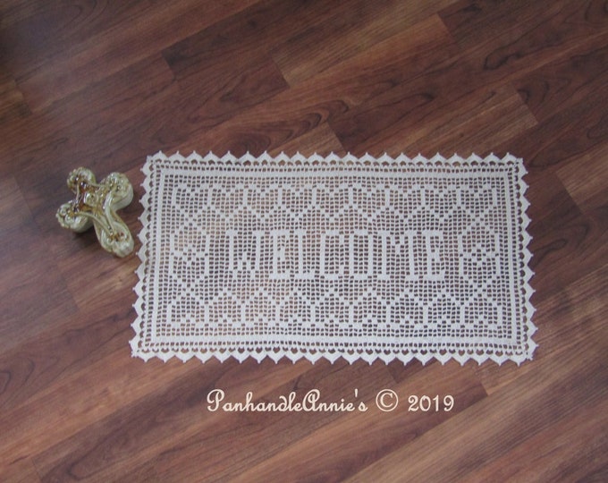 Filet "welcome" Doily - Etsy