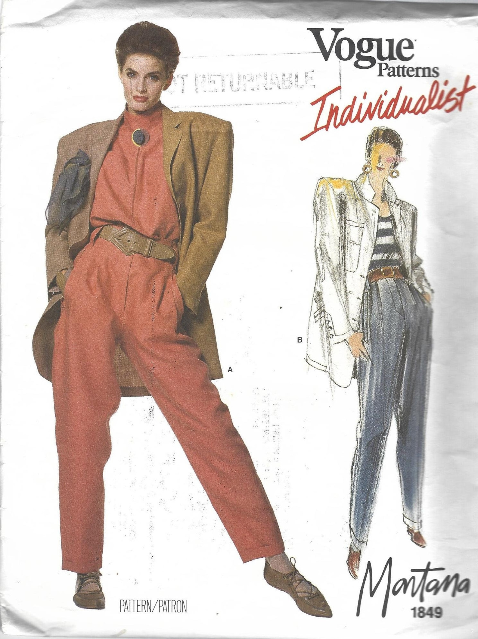 Vogue Individualist Sewing Pattern 1849, CLAUDE MONTANA, Jacket and ...
