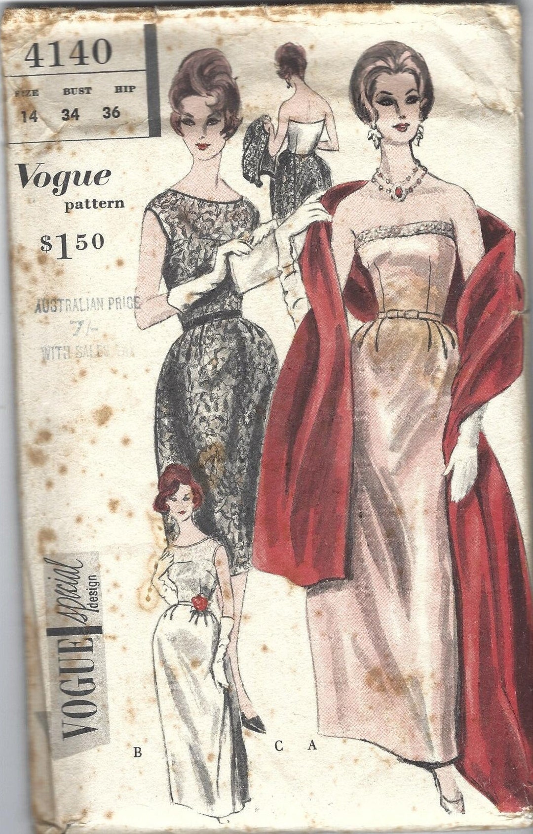 Vogue Special Design 4140 Sewing Pattern Vintage One Piece Dress ...
