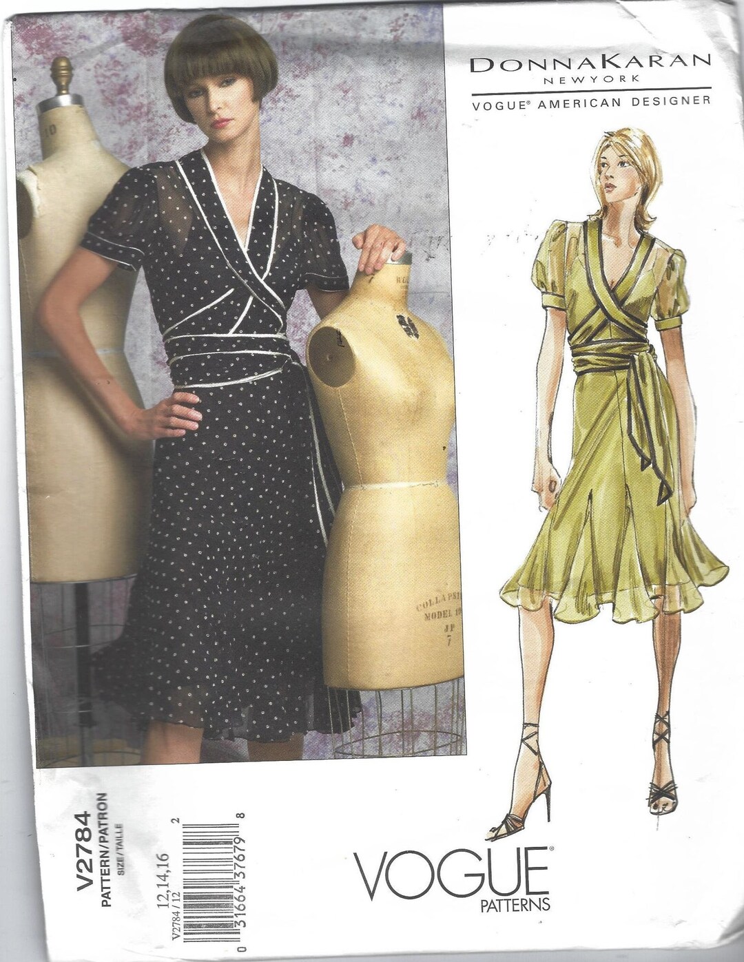 Vogue American Designer Sewing Pattern 2784 Donna Karan Dress and Slip ...
