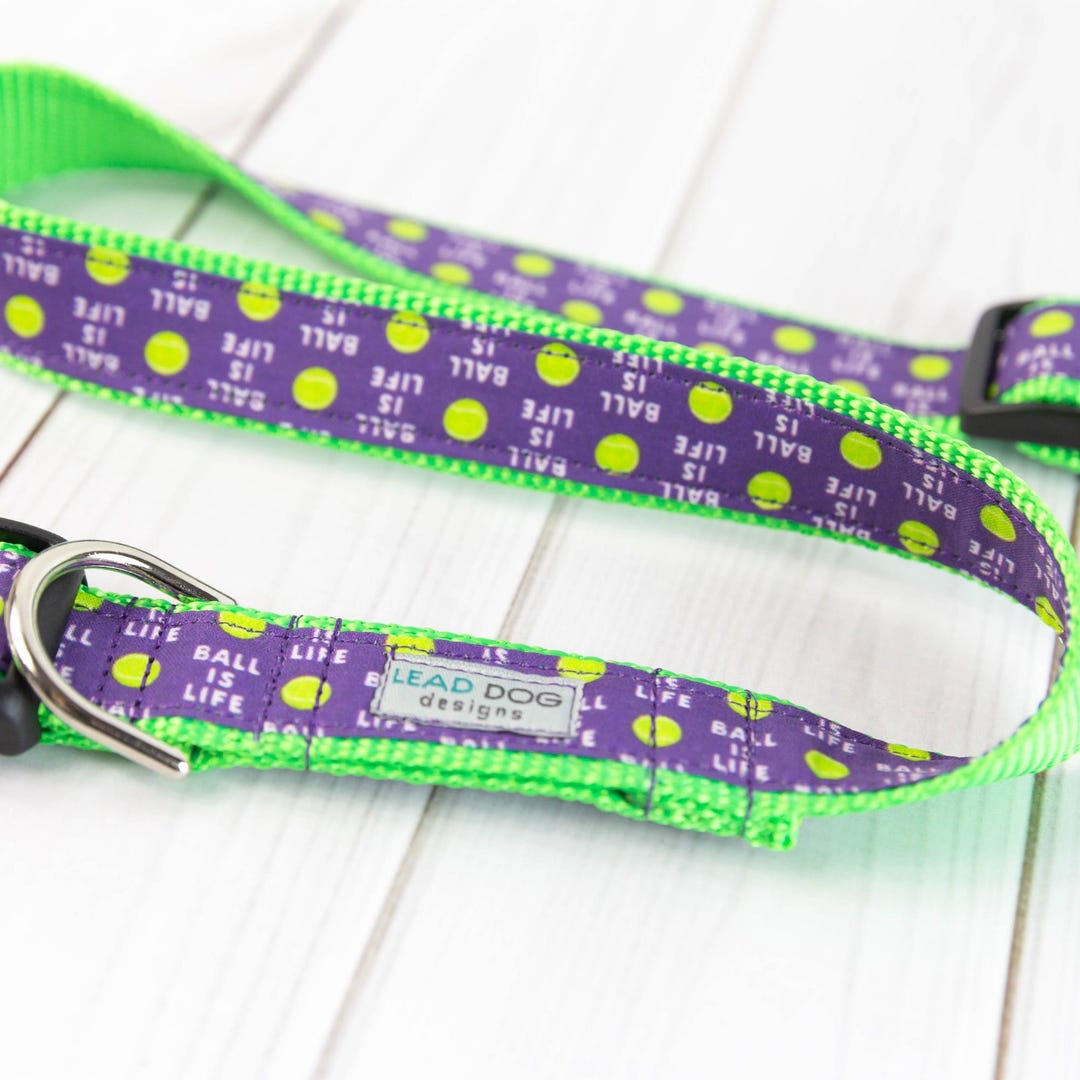 Ball is Life Dog Collar, Tennis Ball Dog Collar, Purple Collar With ...