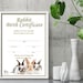 Rabbit Birth Certificate (instant Download) - Etsy UK
