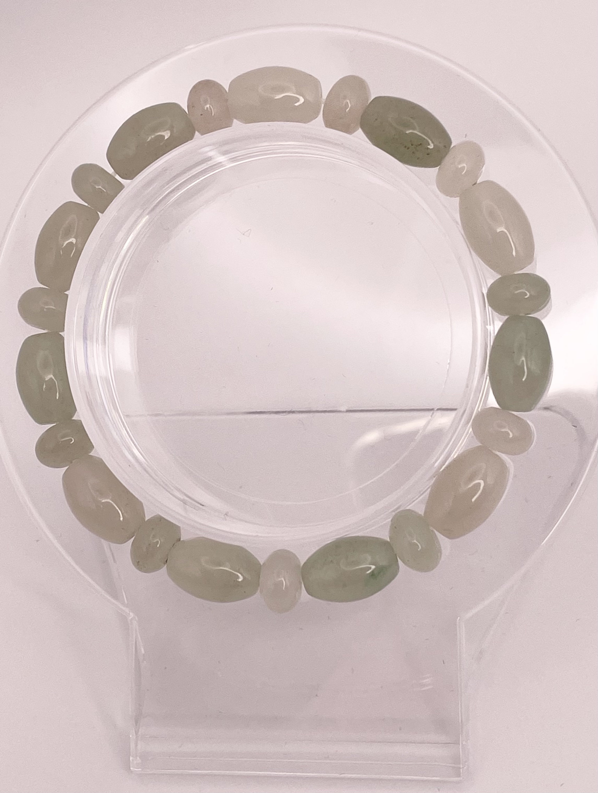 Shetai Light Green Jade Barrel and Donut Shaped Stone Beads - 6.5 Inch ...