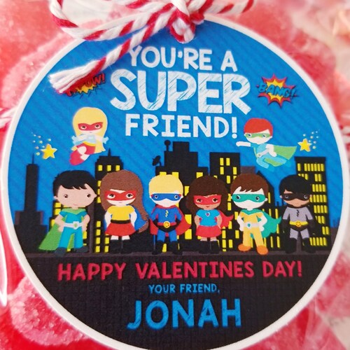 Superhero Valentine Stickers Tags or Labels Valentines - Etsy