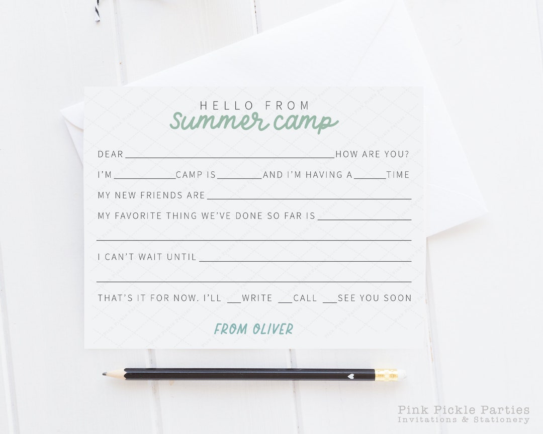 Personalized Camp Note Cards, Stationery Set for Kids, A Note From Camp ...