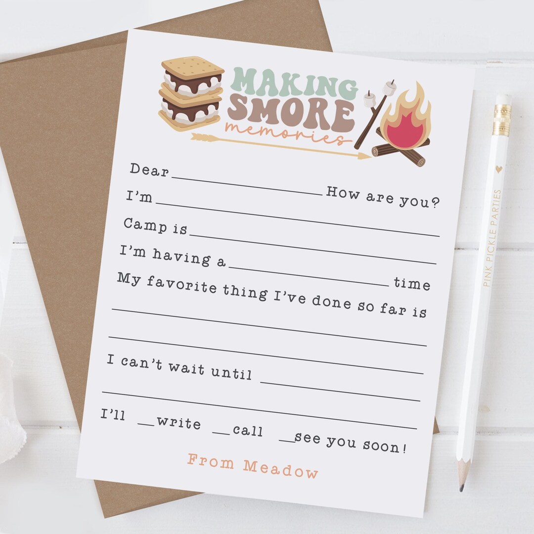 A Note From Camp Note Cards, Fill in the Blank Camp Note Card, Kids ...