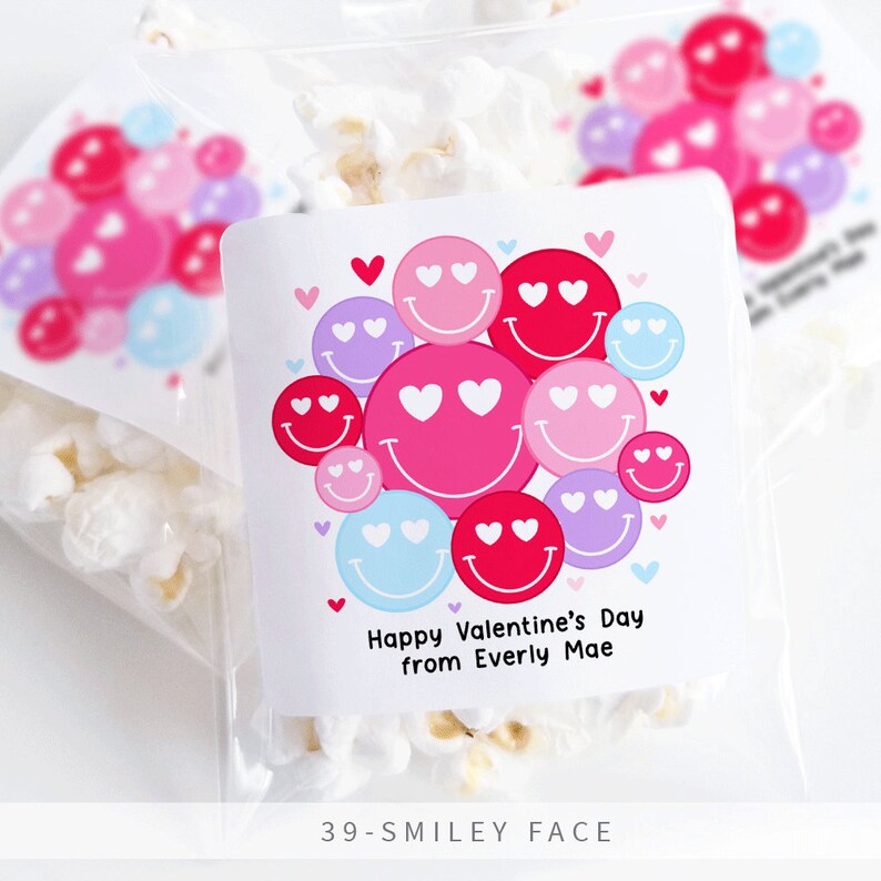 Smile Face Valentine Stickers or Labels, Smile Valentines Exchange ...