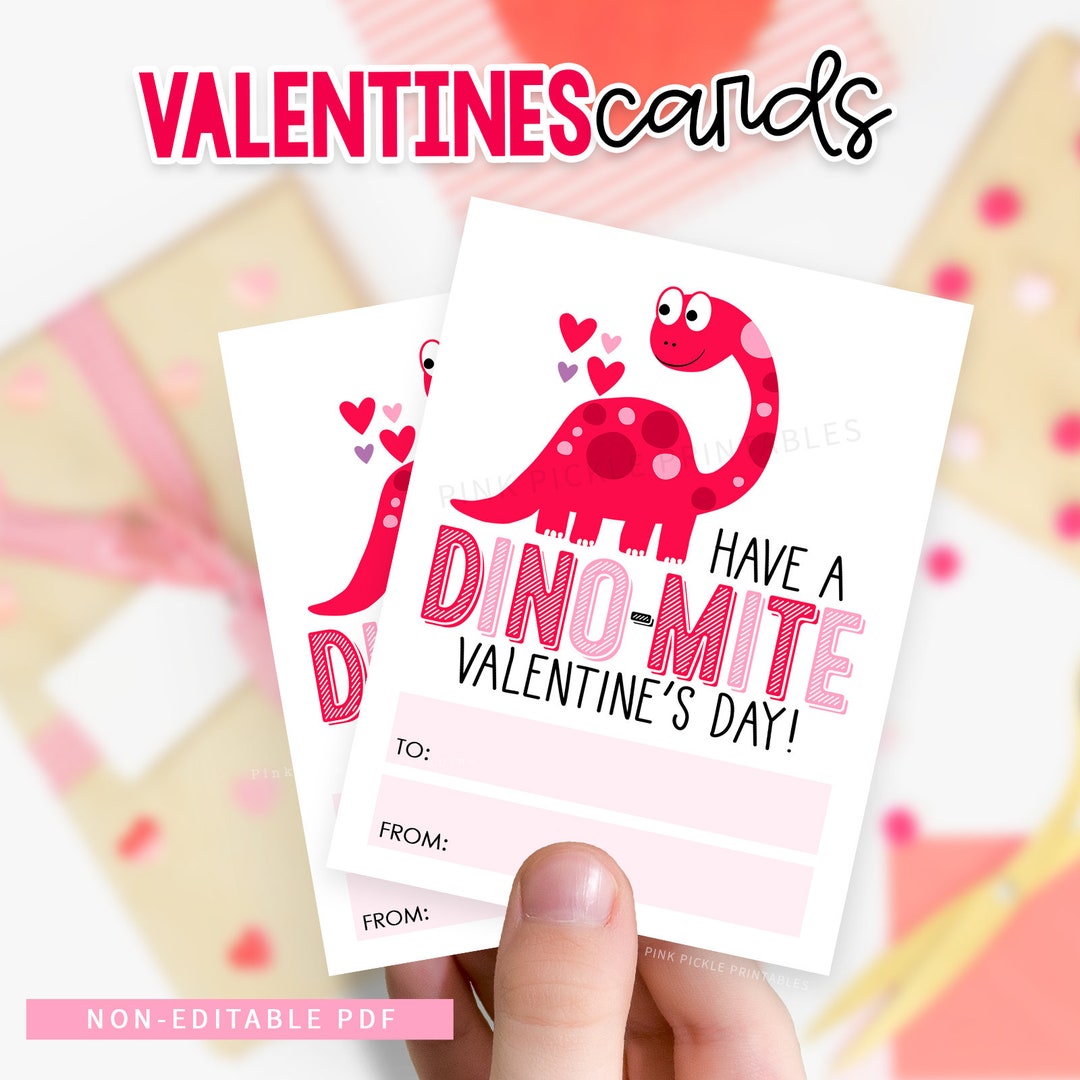 Printable Dinosaur Valentine Exchange Cards, Dino-mite Valentines ...
