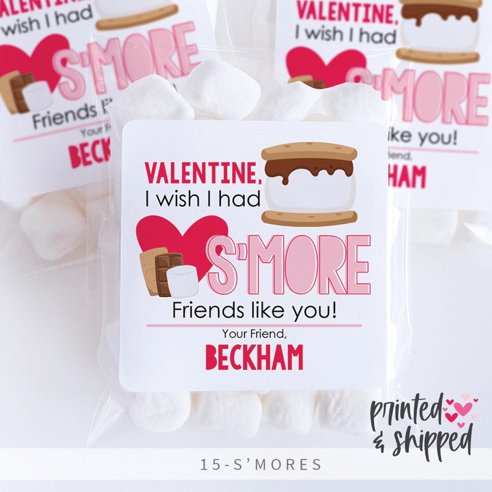 S'mores Valentine Stickers Tags or Labels, Valentines Exchange Cards ...