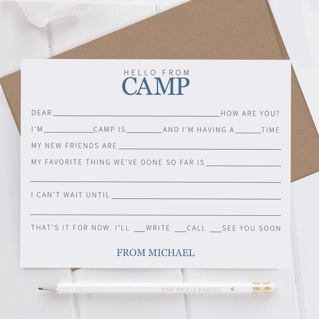 Personalized Camp Stationery Set for Boys, A Note From Camp Note Cards ...