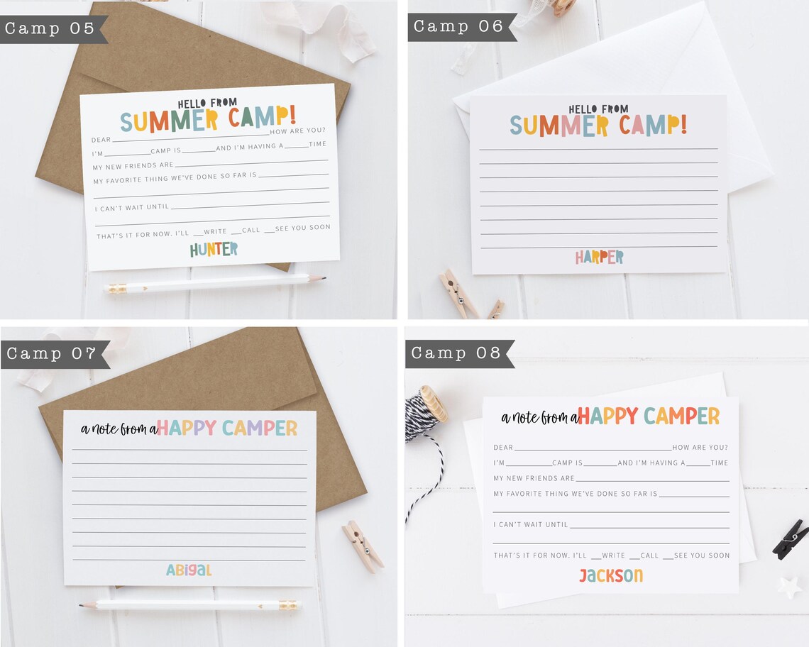 Personalized Camp Stationery Set for Boys, A Note From Camp Note Cards ...