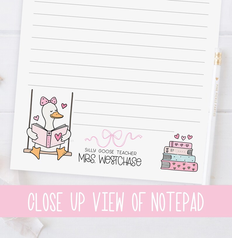 Silly Goose Teacher Notepad, Personalized Teacher Gift, End of the Year ...