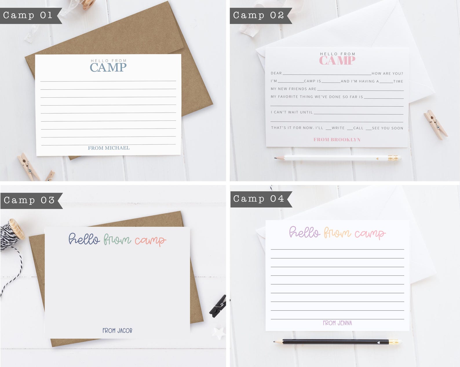Personalized Camp Stationery Set for Girls, A Note From Camp Note Cards ...
