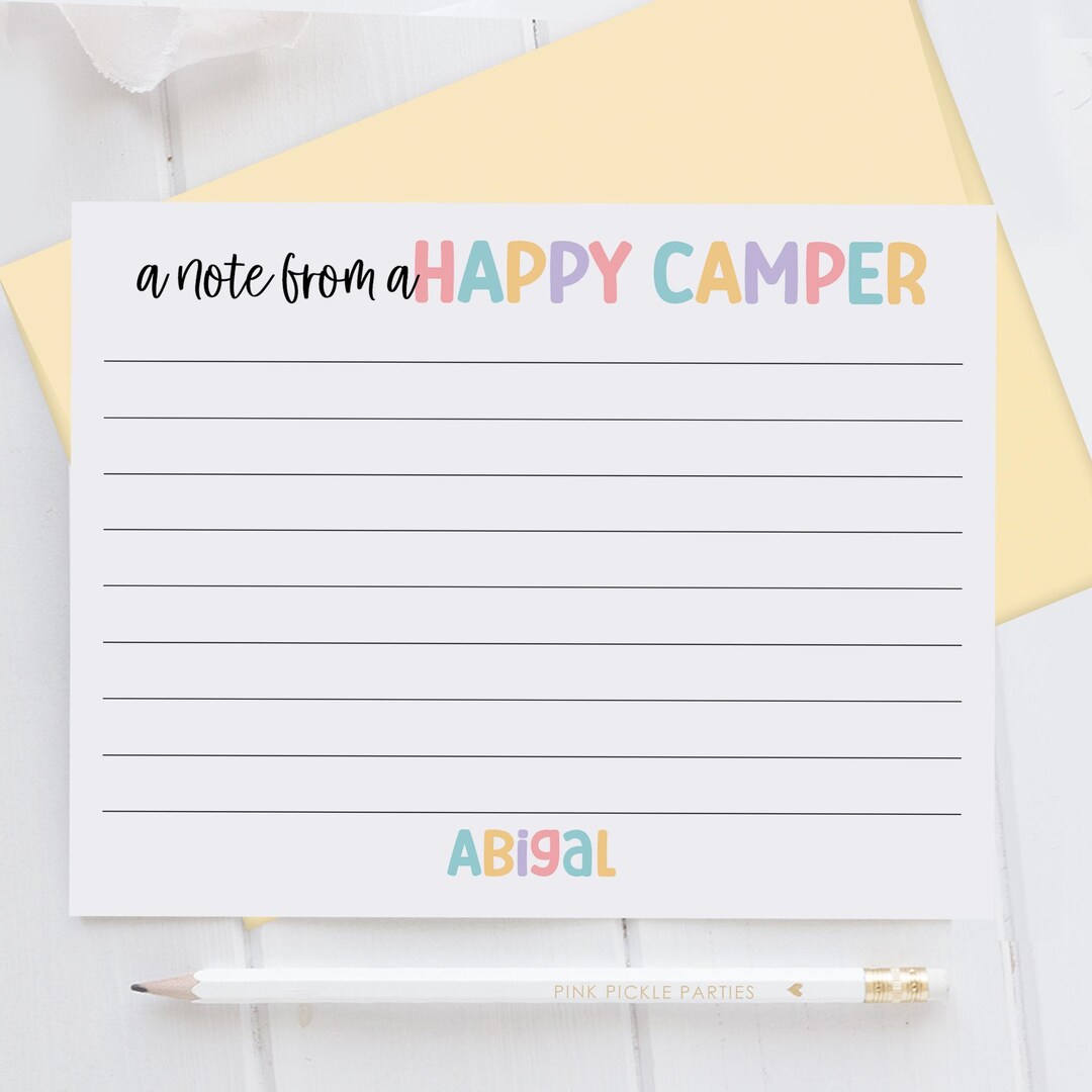 Personalized Camp Note Cards, Stationery Set for Kids, A Note From Camp ...
