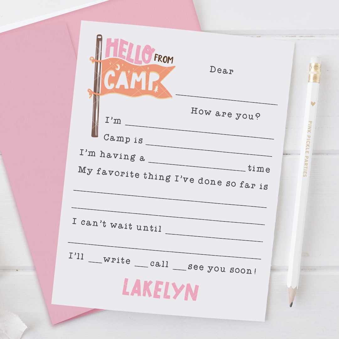 Personalized Camp Stationery Set for Girls, A Note From Camp Note Cards ...