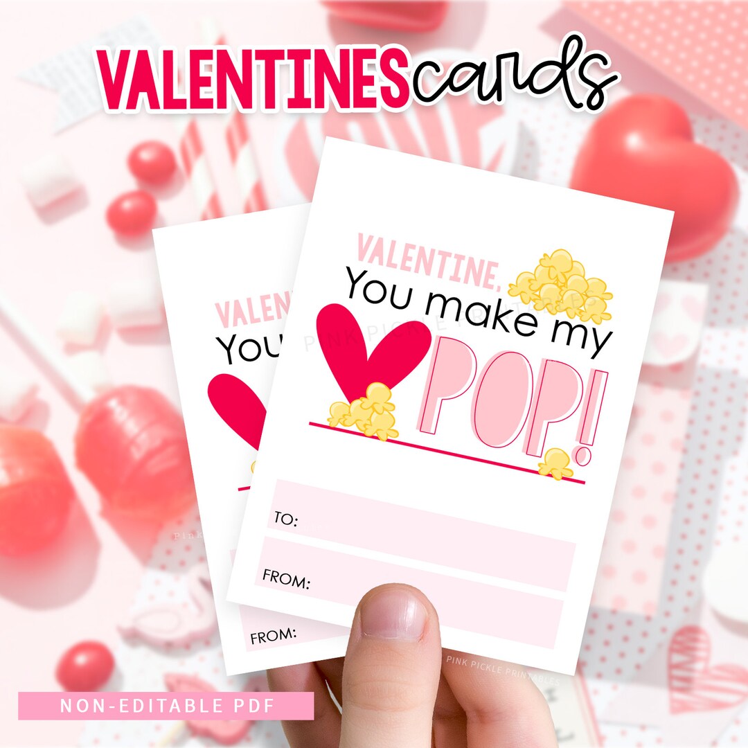 You Make My Heart Pop Valentine, Popcorn Valentine Cards, Valentines ...