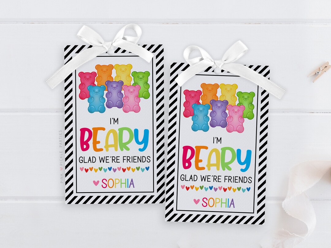 Gummy Bear Thank You Tag, Valentine Gummy Bear Tag, Thank You Tag ...