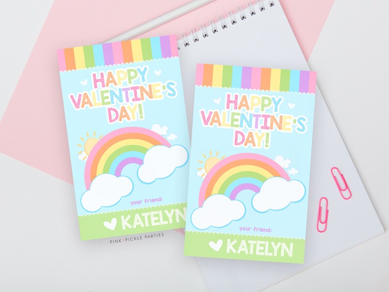 Rainbow Valentines Tags, Rainbow Valentine, Valentines Day Tags ...