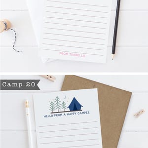 Personalized Camp Stationery Set for Girls, A Note From Camp Note Cards ...