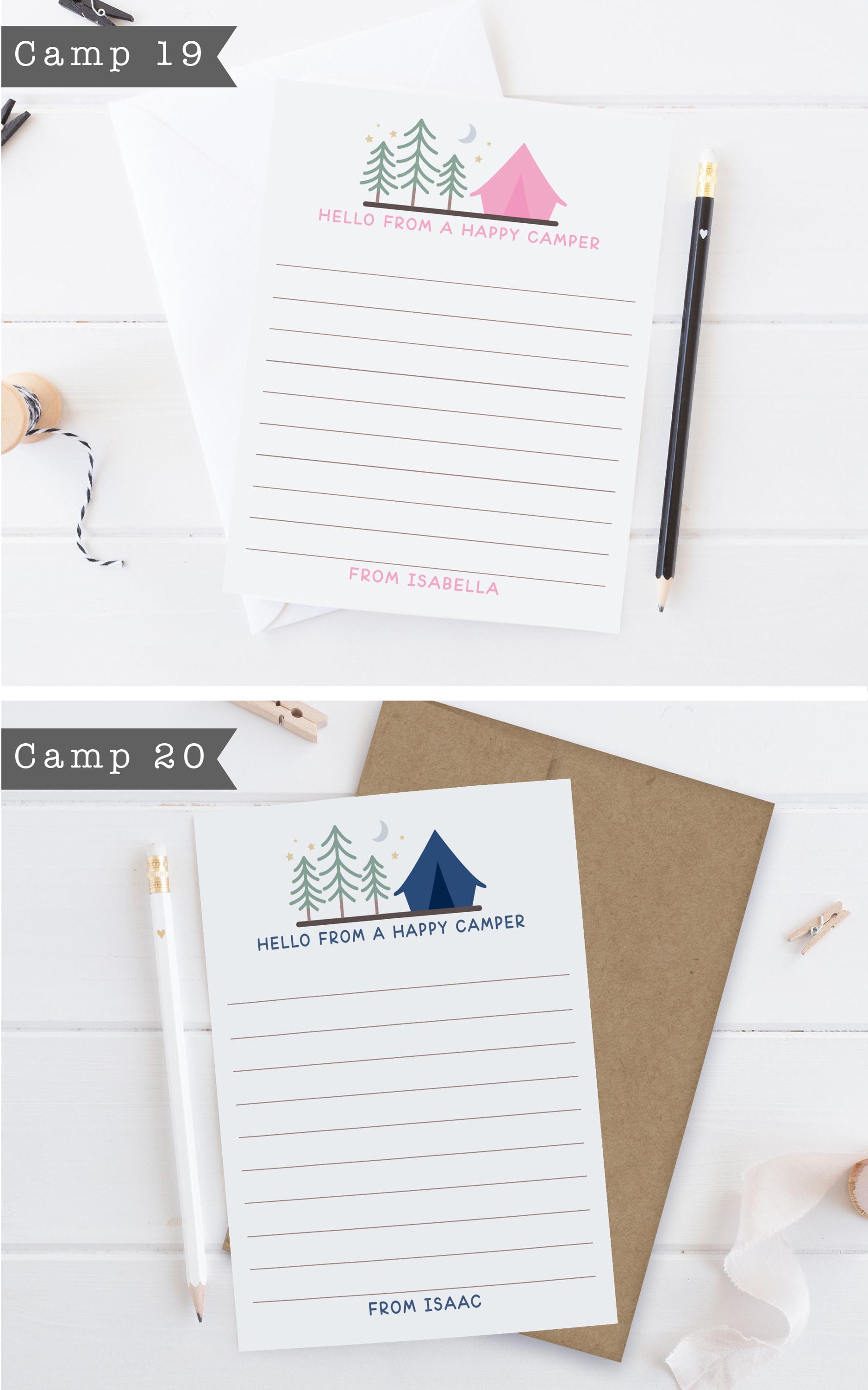 Personalized Camp Stationery Set for Girls, A Note From Camp Note Cards ...