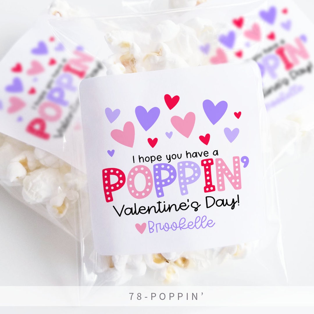 Poppin' Valentine Stickers, Funny Valentine Pun Valentine Exchange Card ...