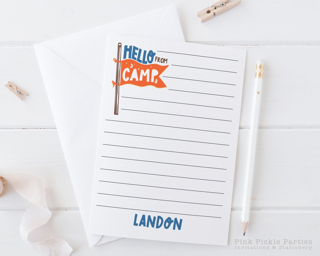Personalized Camp Stationery Set for Boys, A Note From Camp Note Cards ...