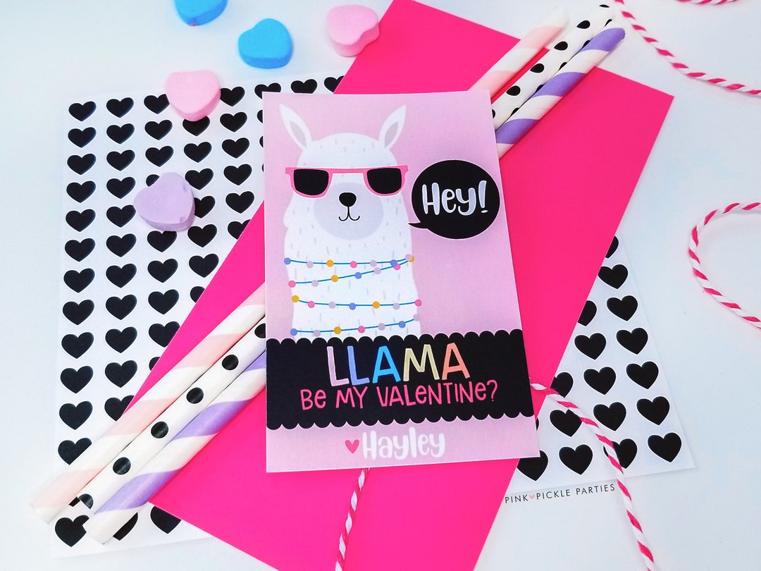 Valentine Llama Tag, Valentines Day Cards for Kids. Classroom ...