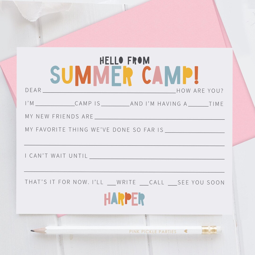 Personalized Camp Stationery Set for Girls, A Note From Camp Note Cards ...