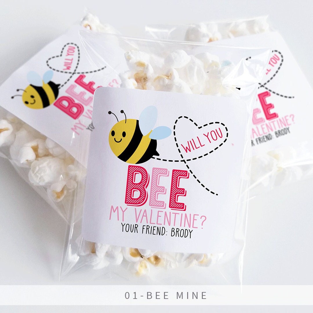 Bee Mine Valentine Stickers or Labels, Bumble Bee Valentine Exchange ...