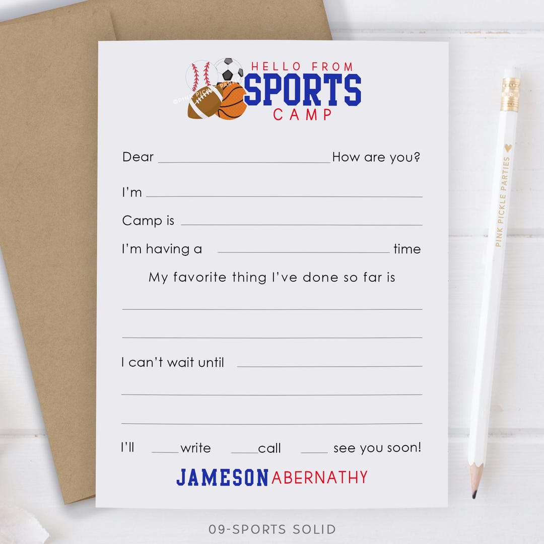Personalized Sports Summer Camp Letters Home | Sleepaway Camp Note ...