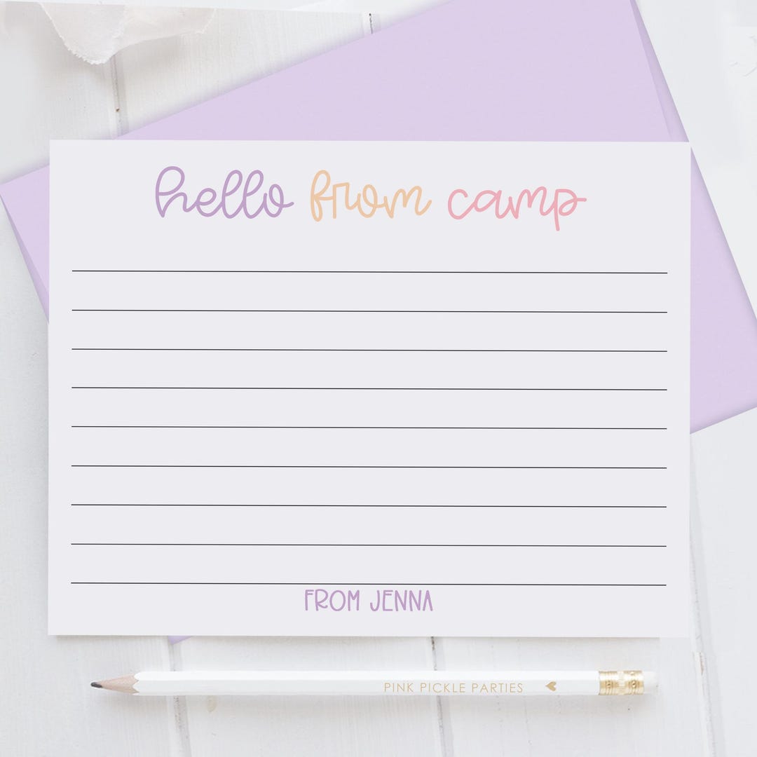 Personalized Camp Stationery Set for Girls, A Note From Camp Note Cards ...