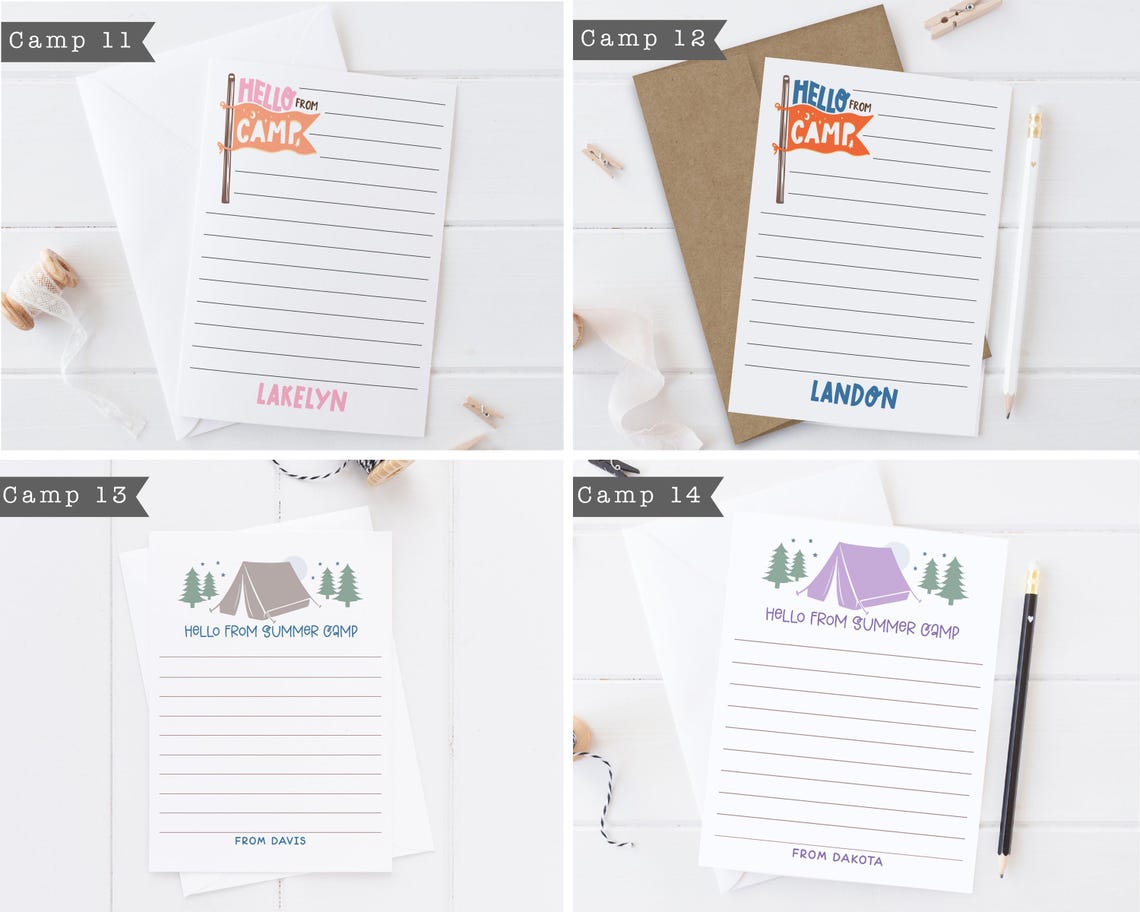 Personalized Camp Stationery Set for Girls, A Note From Camp Note Cards ...