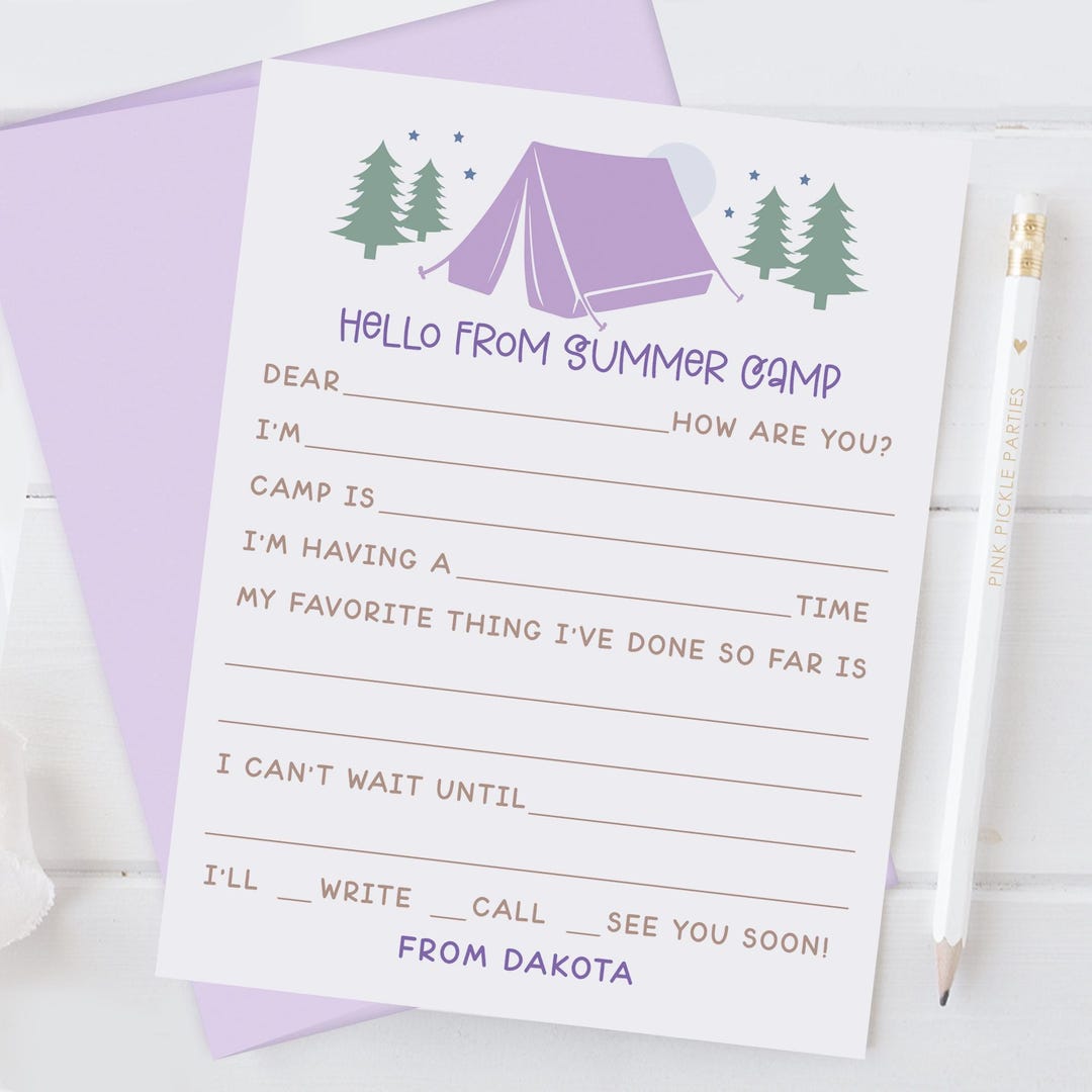 Personalized Camp Stationery Set for Girls, A Note From Camp Note Cards ...