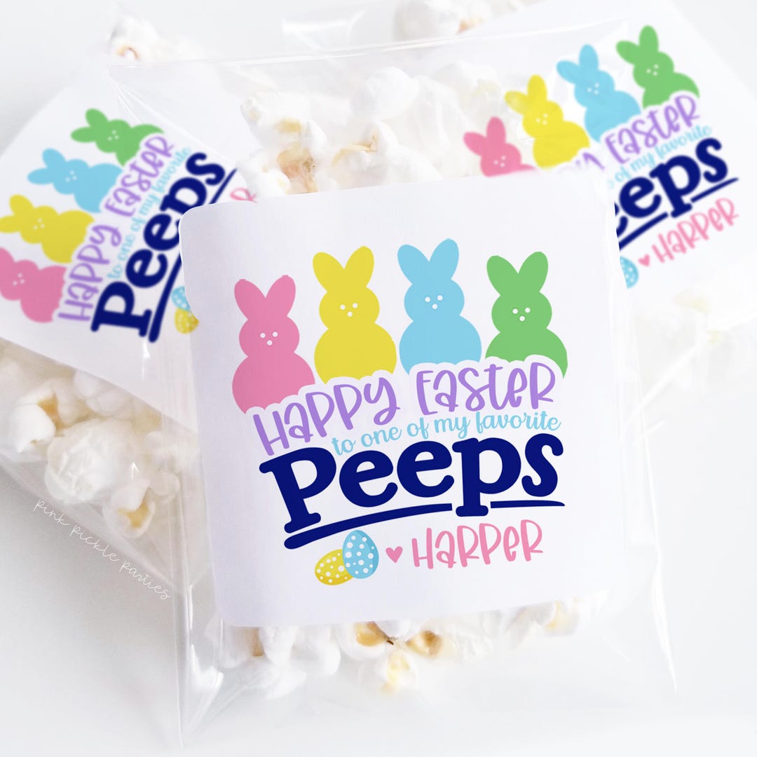 My Favorite Peeps Easter Gift Tag, Happy Easter Treat Bag Tag, Printed ...