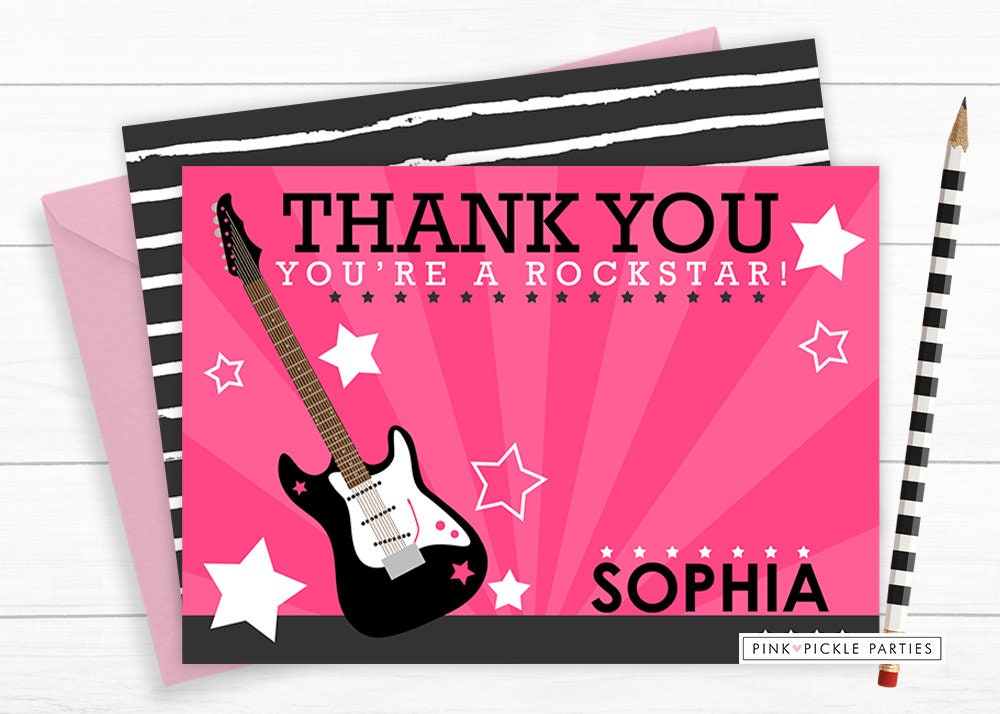 Rockstar Thank You Cards Rockstar Stationery Rockstar Party | Etsy