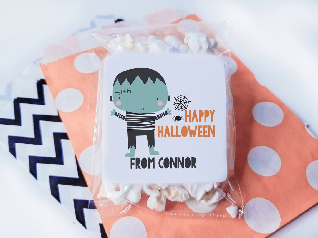 Trick or Treat Bag Stickers Custom Halloween Stickers Kids - Etsy