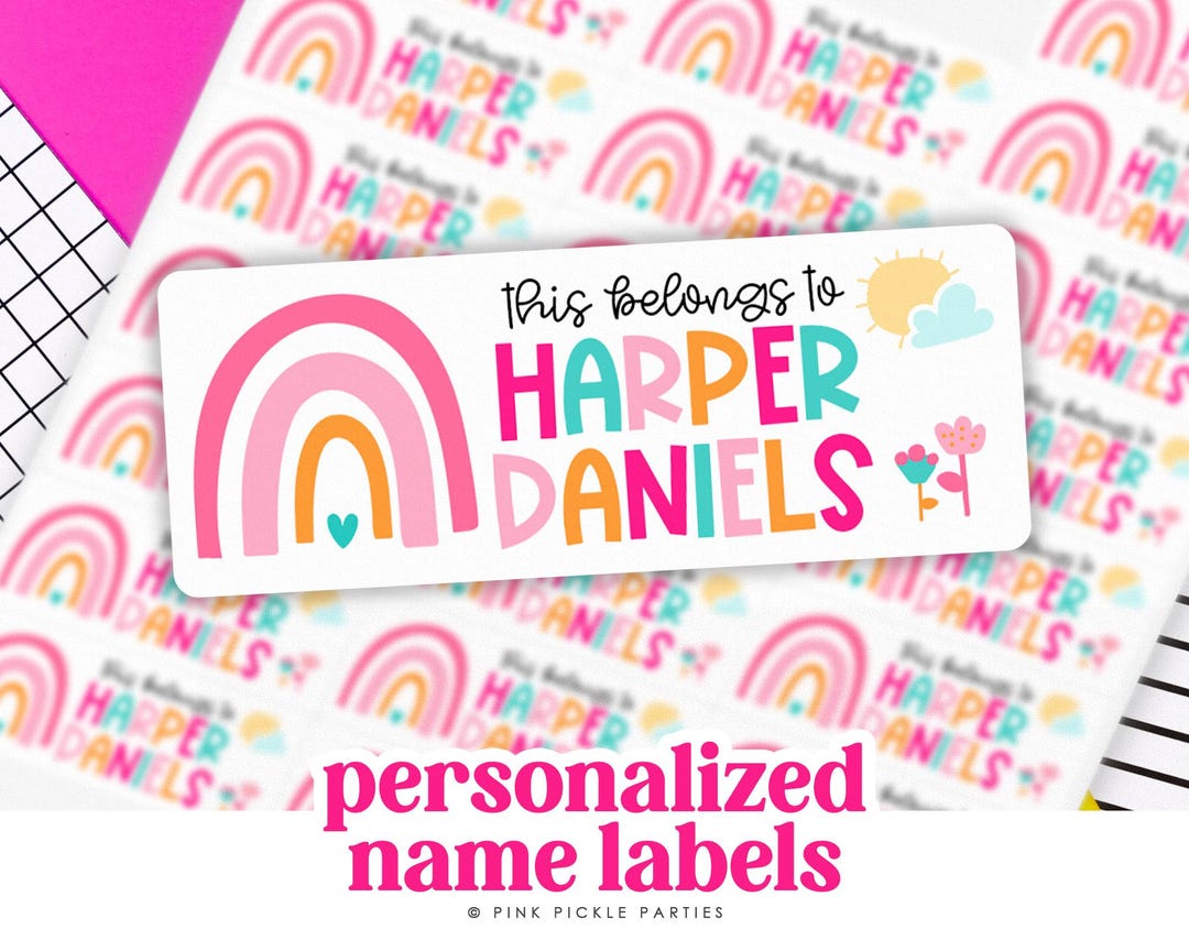 Pre School Supply Labels, This Belongs to Teacher Stickers, Rainbow ...