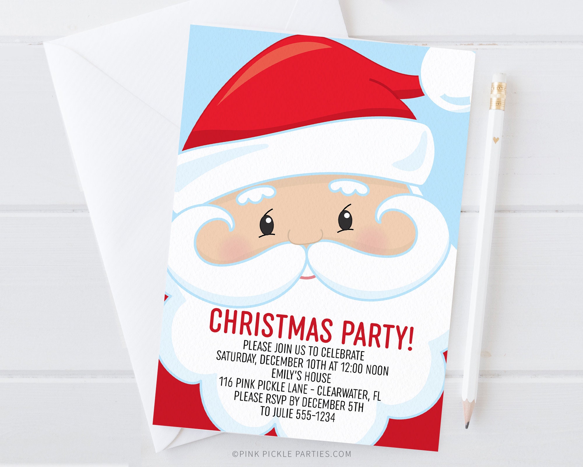 Santa Invitation Santa Invite Santa Claus Invitation Santa | Etsy