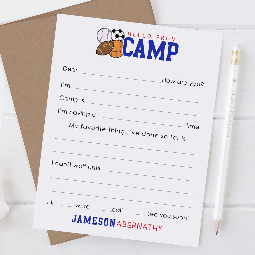 Personalized Sports Summer Camp Letters Home | Sleepaway Camp Note ...