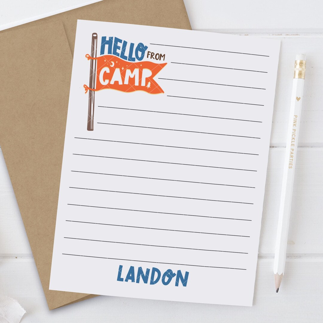 Personalized Camp Stationery Set for Boys, A Note From Camp Note Cards ...