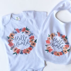 Hello World Girl Coming Home Outfit, Floral Newborn Take Home Outfit ...