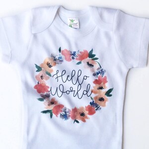 Hello World Girl Coming Home Outfit, Floral Newborn Take Home Outfit ...