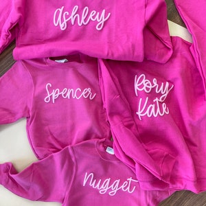 Girl's Pink Puff Personalized Sweatshirt, Pink Sweatshirt, Youth ...