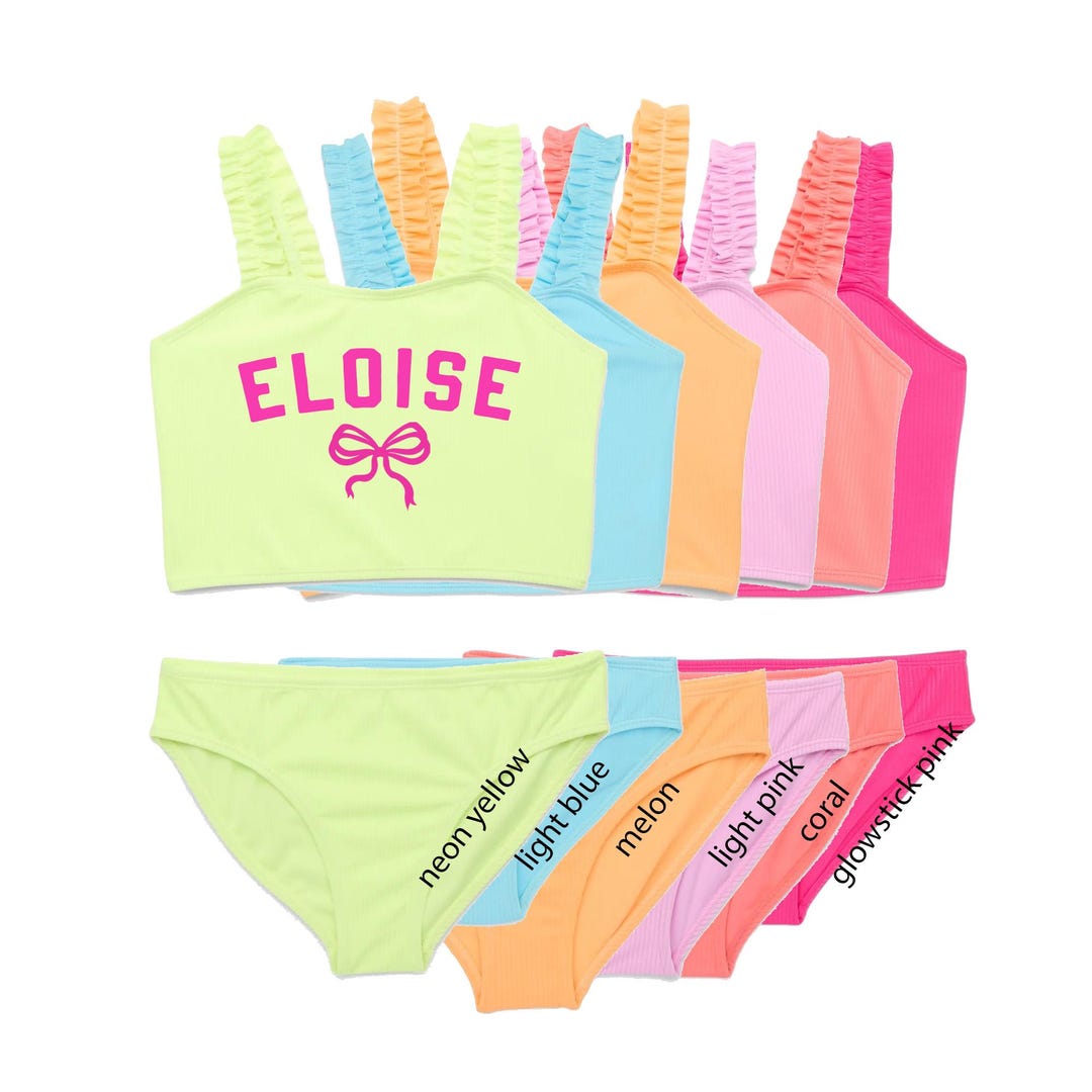 Personalized Girls Tankini Swimsuit – Custom Name, Font & Color | Youth ...