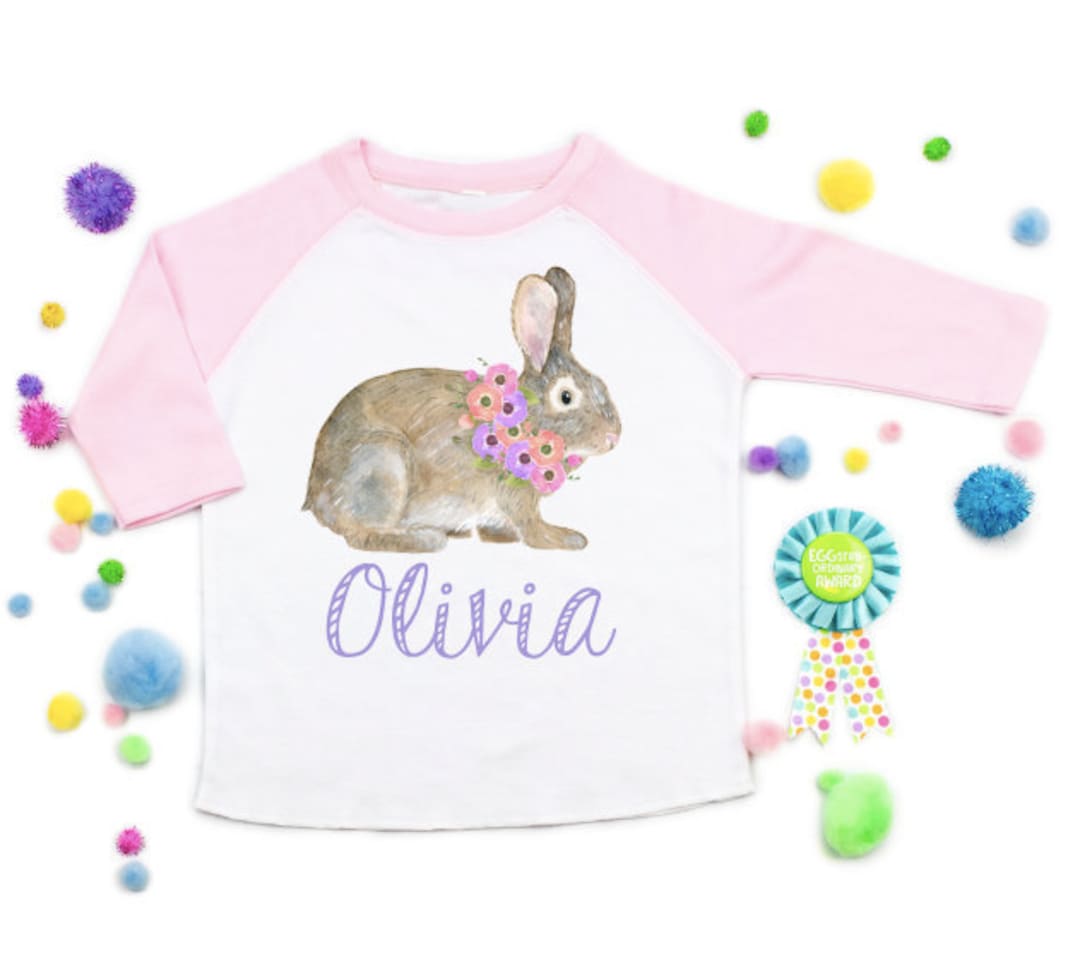 Easter Bunny Shirt for Girls Personalized Girls Easter Shirt - Etsy