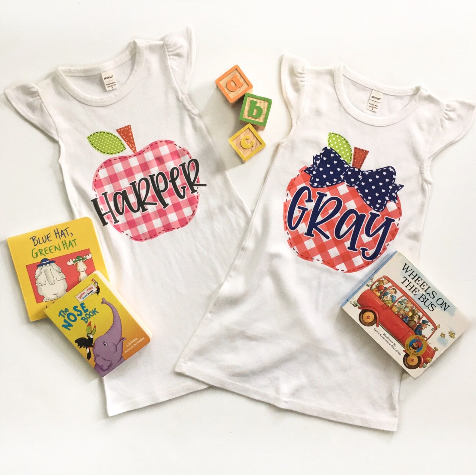 Girls Back to School Dress, Personalized Back to School Outfit, Gingham ...