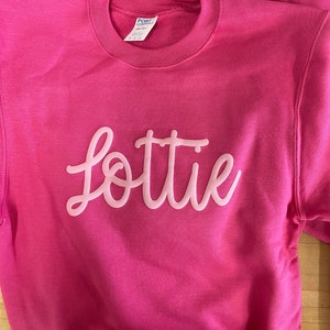 Girl's Pink Puff Personalized Sweatshirt, Pink Sweatshirt, Youth ...